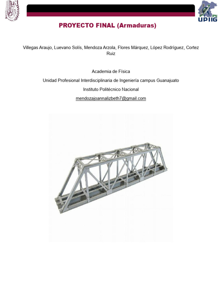 Proyecto de Estatica | PDF | Braguero | Estrés (Mecánica)