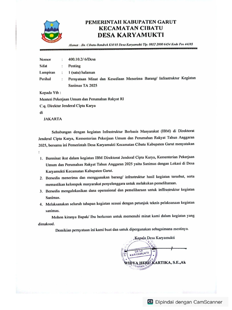 Surat Minat IBM Sanimas | PDF