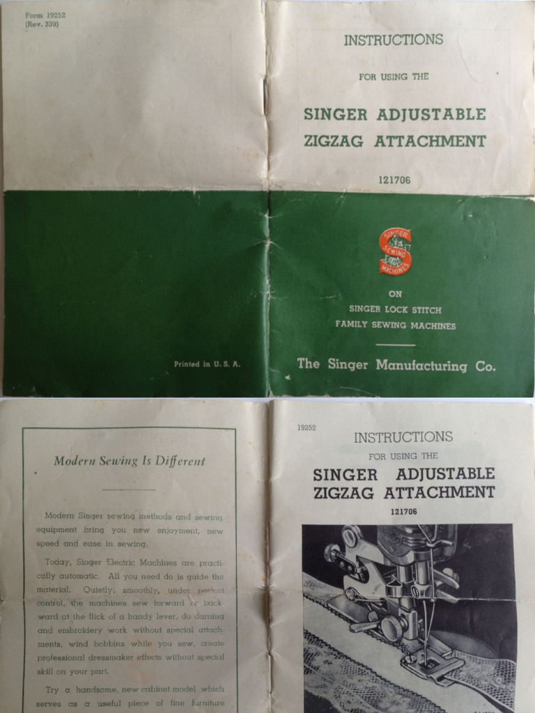 Singer Adjustable ZIGZAG Attachment 121706 | PDF