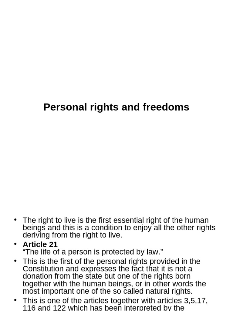 Lecture 9 Personal Rights and Freedoms | PDF | Freedom Of Speech ...