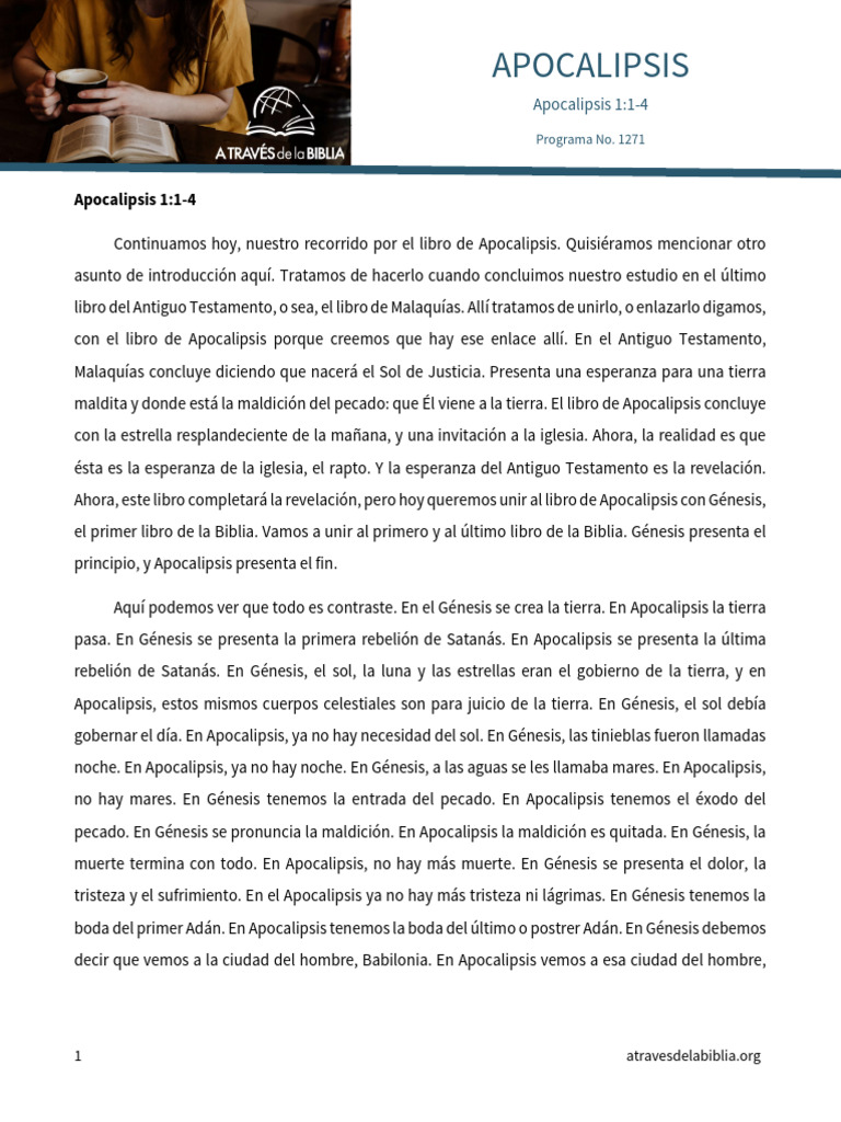 Apocalipsis 1,1-4 | PDF | Libro de revelación | Juan el apóstol