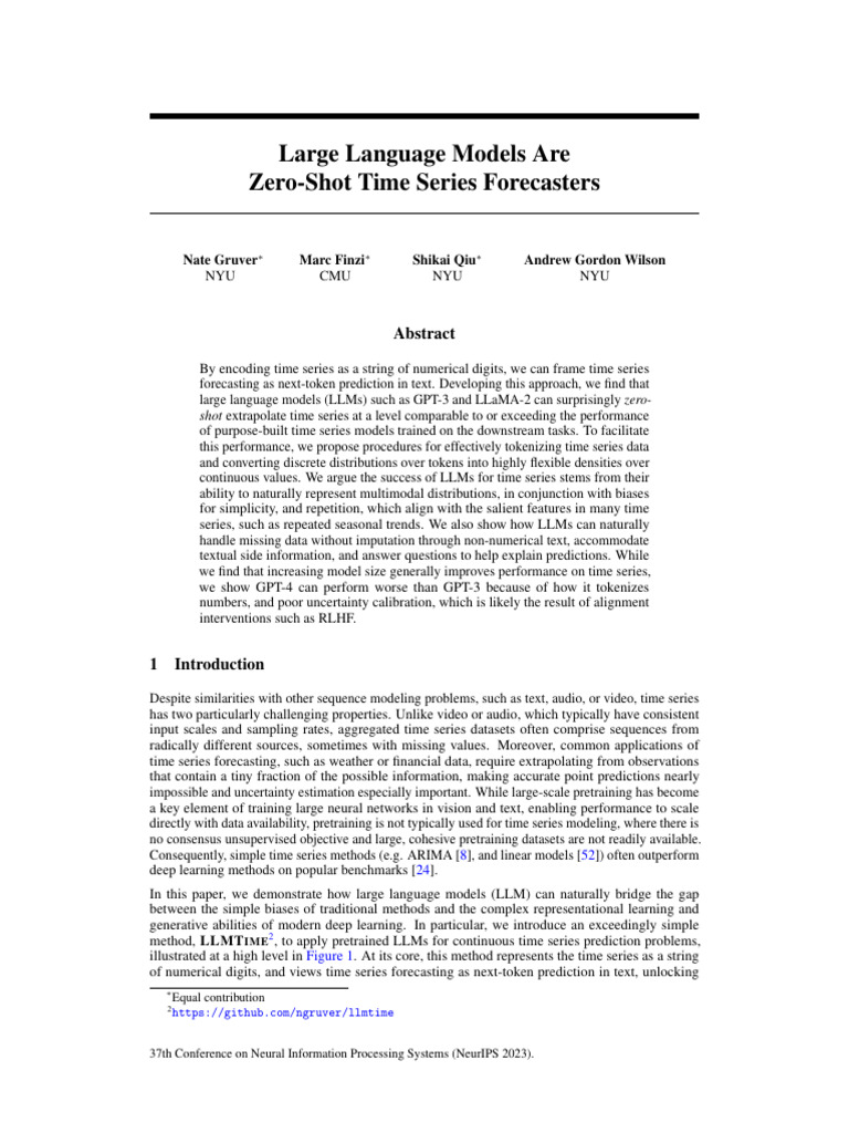 Large Language Models Are | PDF | Time Series | Probability Distribution