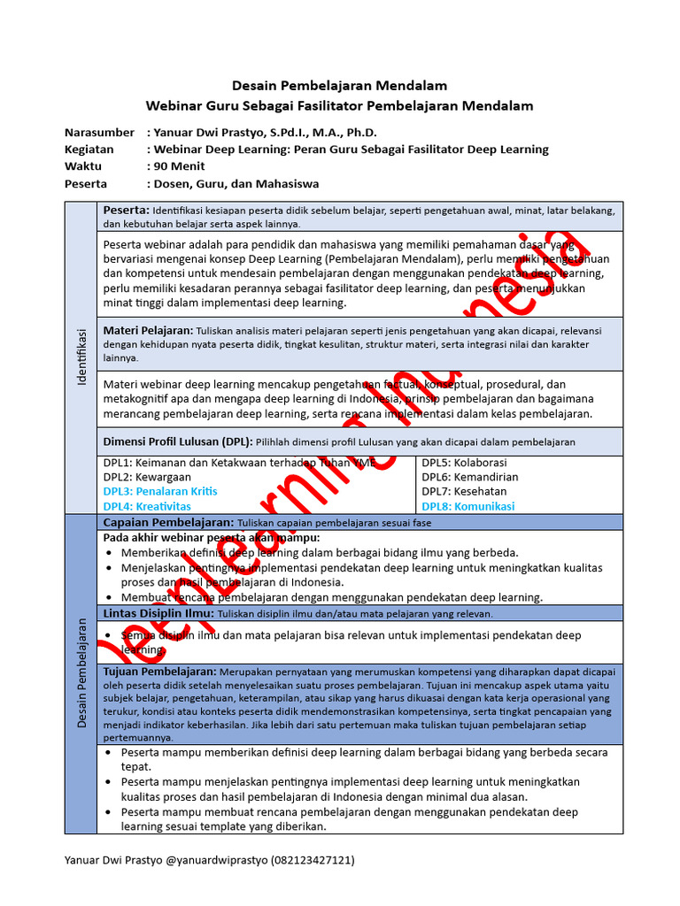 Desain Pembelajaran Mendalam Webinar Deep Learning Guru Sebagai ...