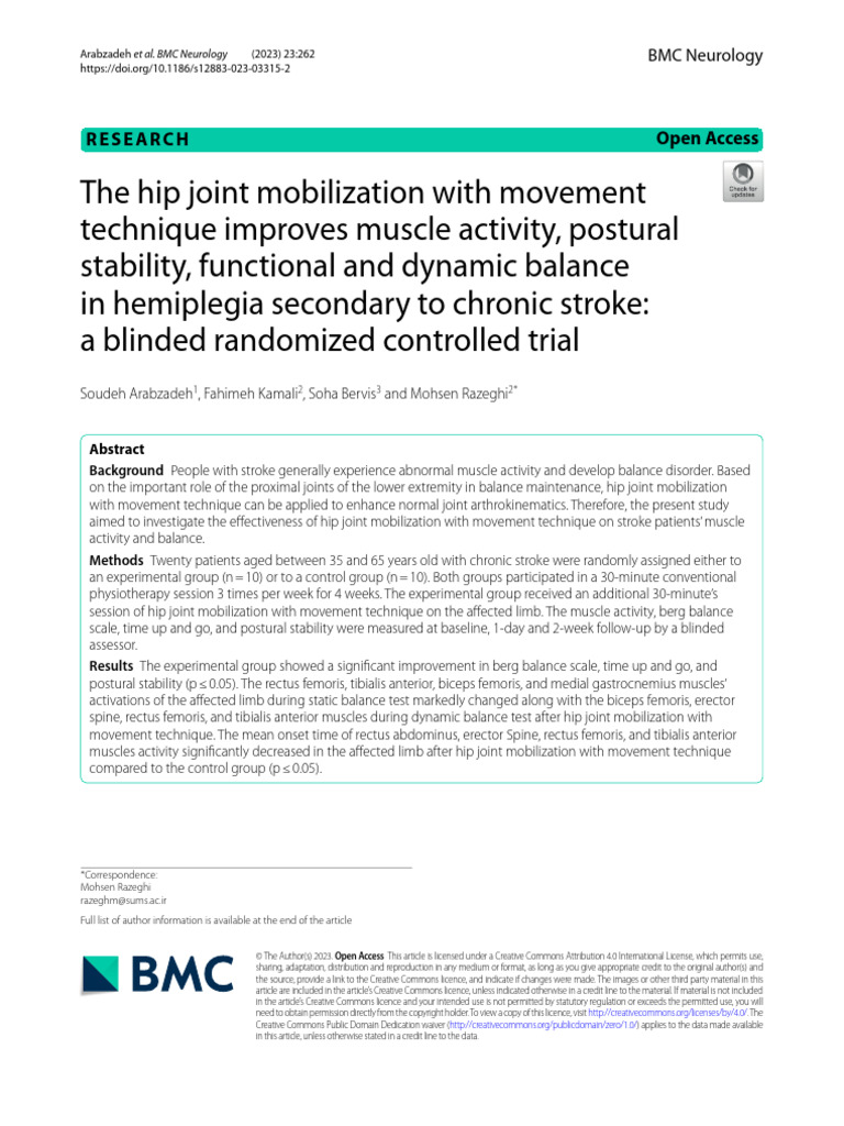 The Hip Joint Mobilization With Movement Technique Improves Muscle ...