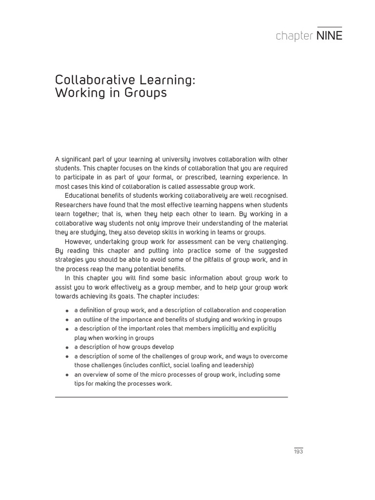 Essential Academic Skills - (9 Collaborative Learning Working in Groups ...