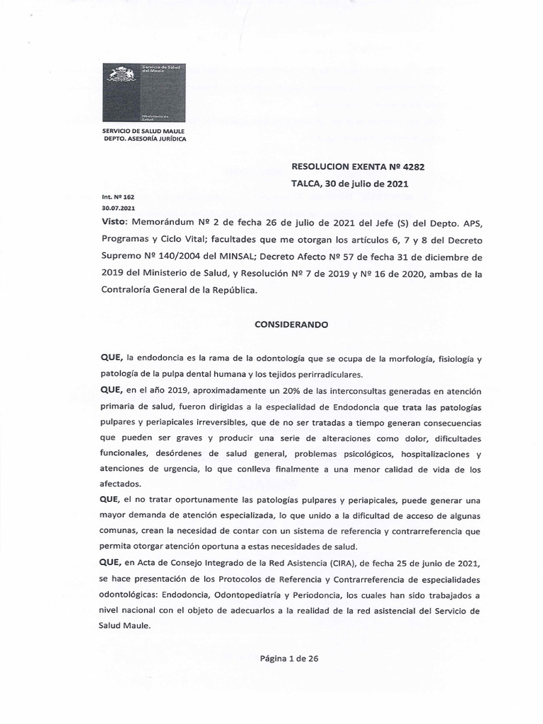 Protocolo Endodoncia Resol.4282 | PDF