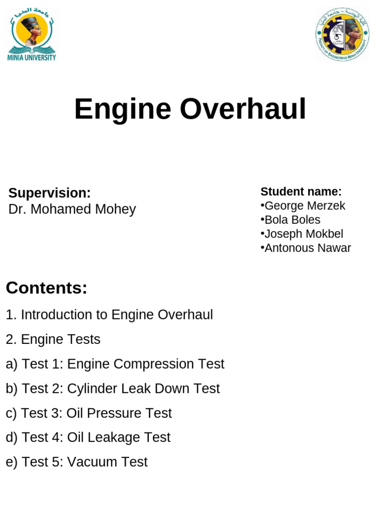 Group1 Engine Overhaul | PDF | Throttle | Vacuum