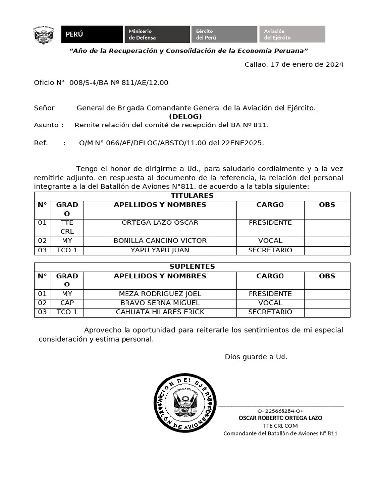 008 Remite Comité Recepcion Bienes y Servicios | PDF