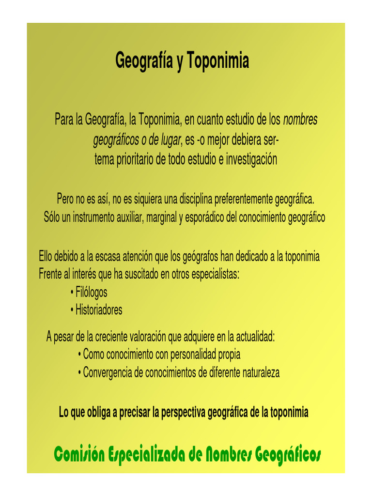 Importancia de la Toponimia en Geografía | PDF | Lingüística | Geografía