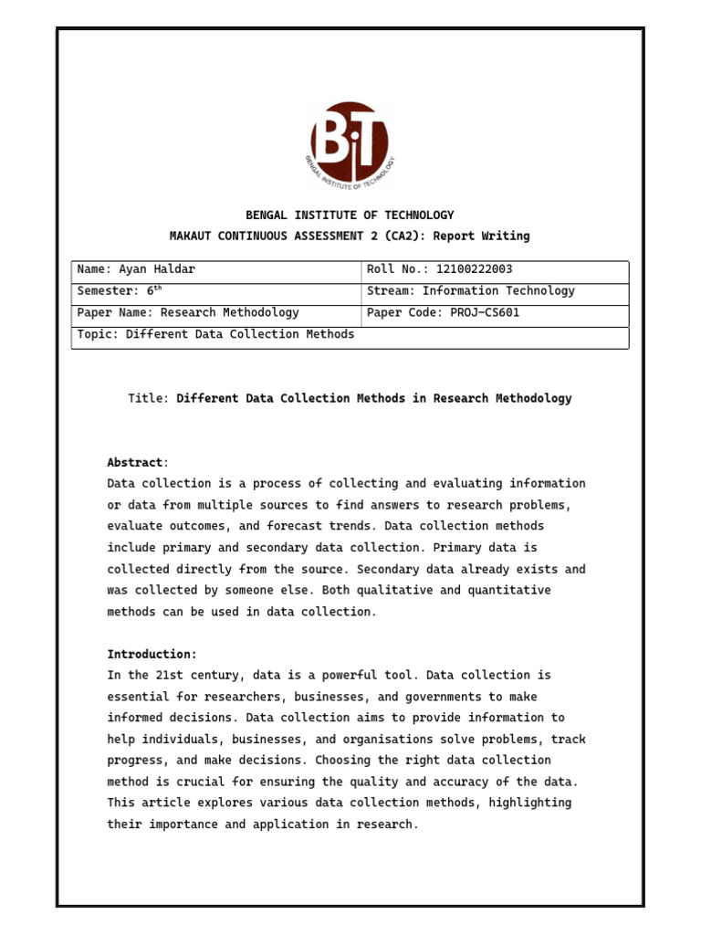 AyanHaldar Research Methodology | PDF | Data | Quantitative Research