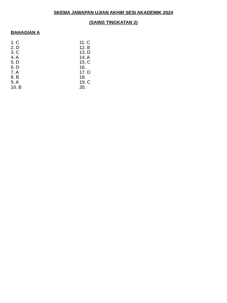 Skema Jawapan Sains Ting 2 Uasa | PDF