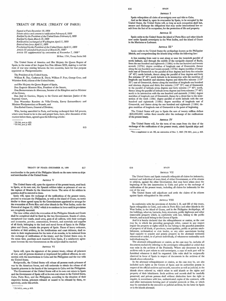 T. 6 - Treaty of Paris (1898) | PDF