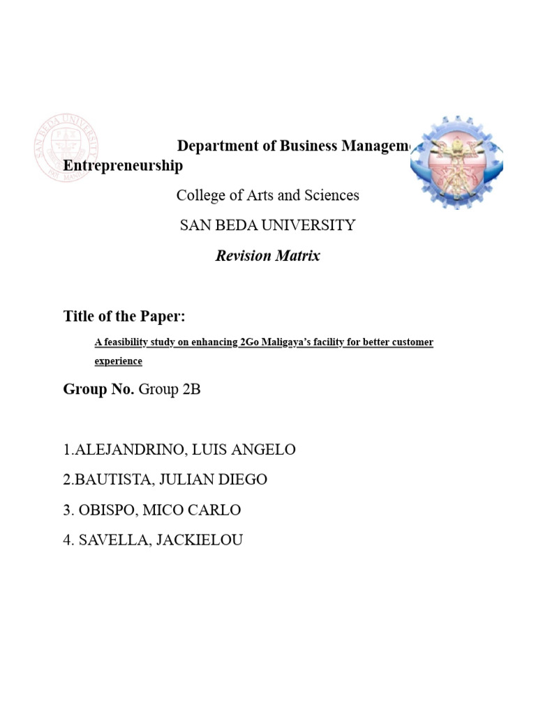 Revision Matrix - 2GO Company | PDF