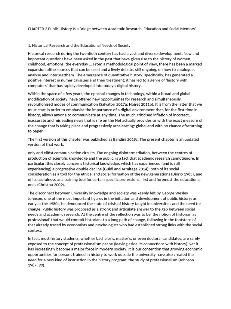 CHAPTER 2 Public History Is a Bridge between Academic Research | PDF ...