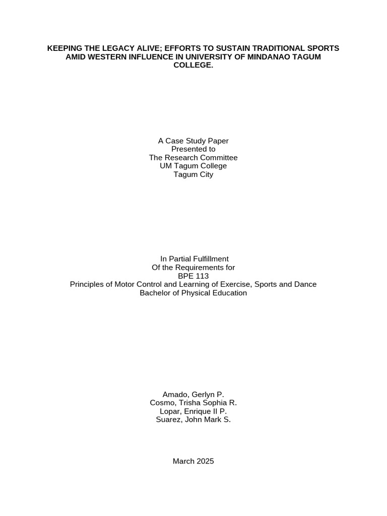 BPE 113 FINAL CASE STUDY (1st Term) | PDF | Sports | Identity (Social Science)