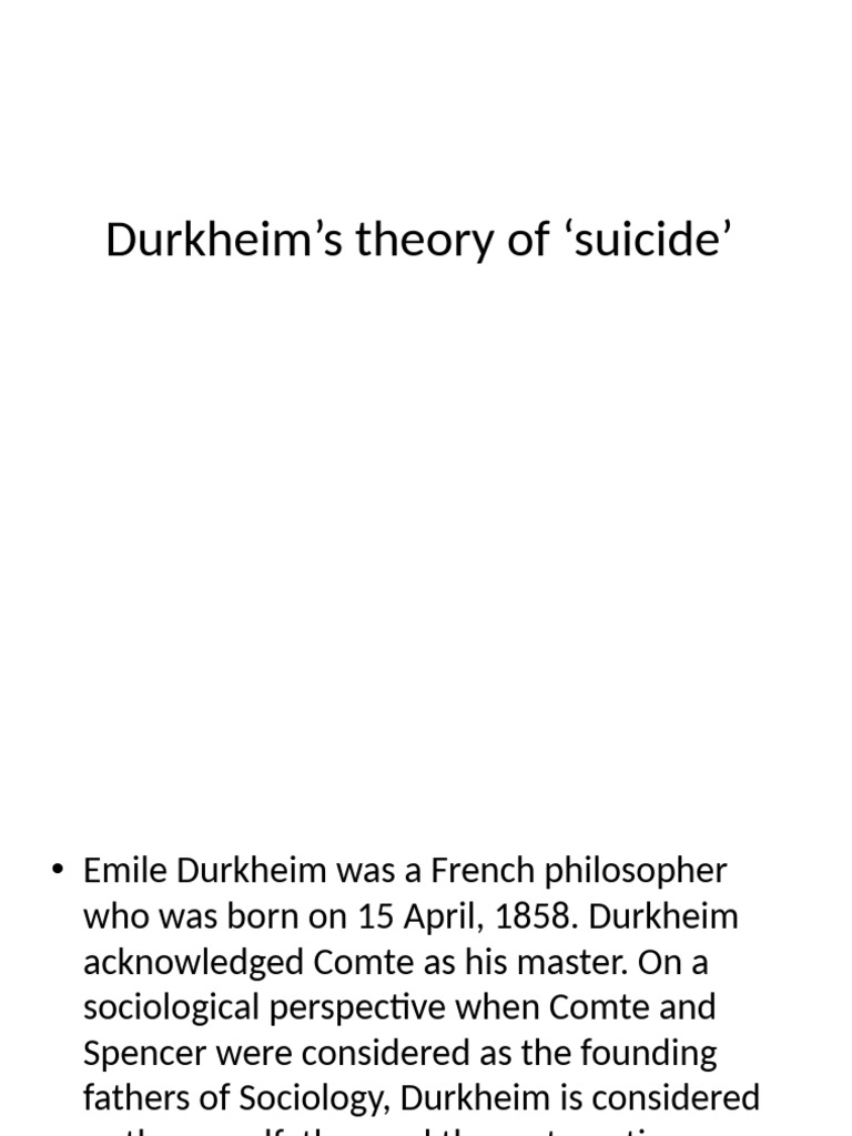 Durkheim On Types of Suicide | PDF | Émile Durkheim | Sociology