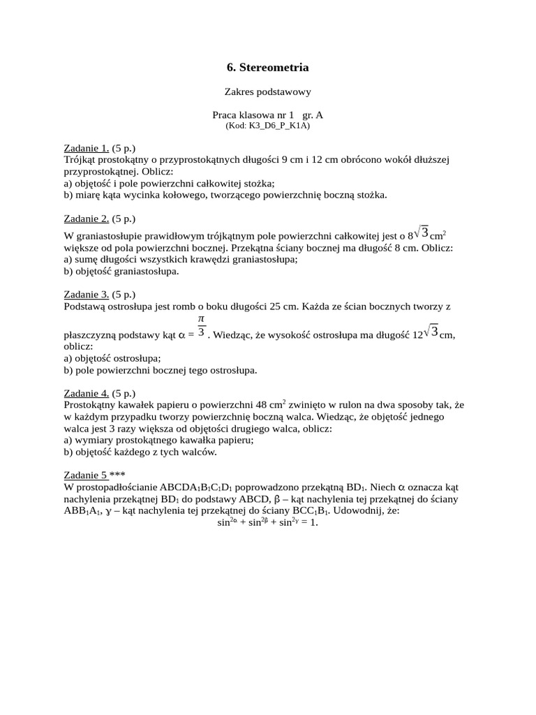 6 Stereometria | PDF