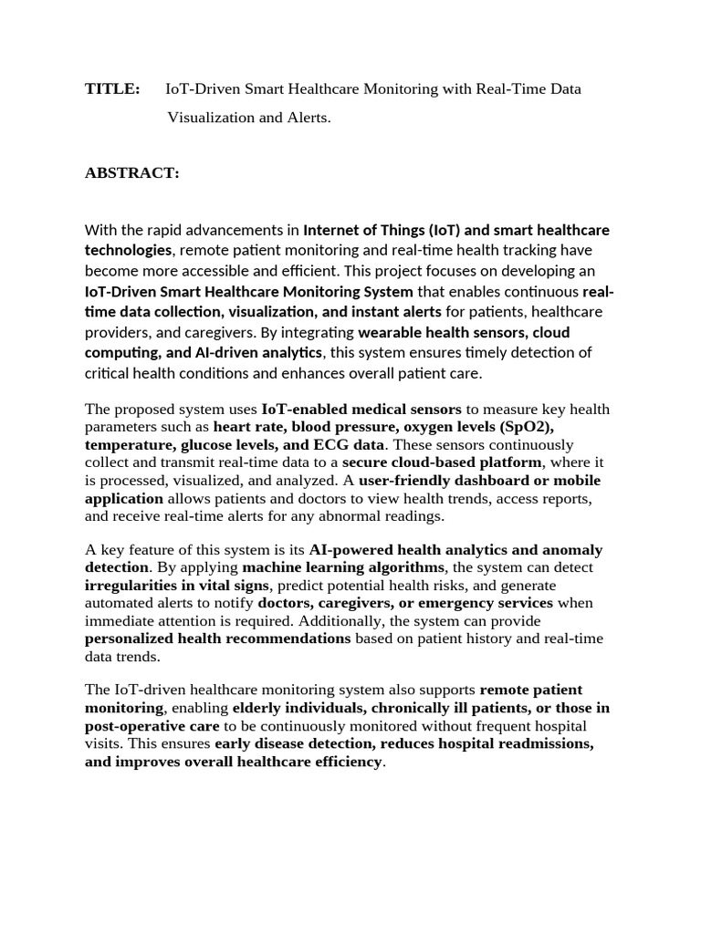 Iot Driven Smart Healthcare Monitoring With Real Time Data Pdf Monitoring Medicine