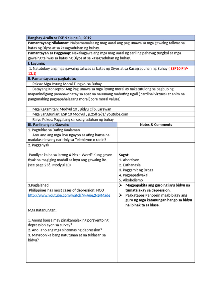 LP G10 Moral Isyu | PDF