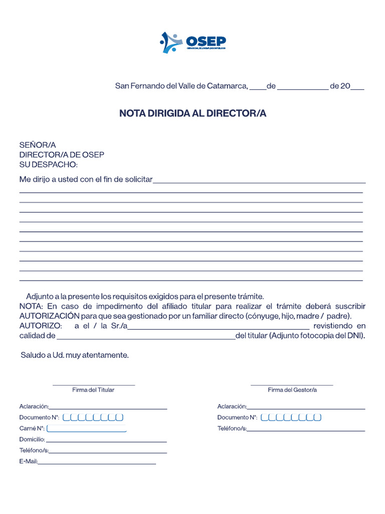 Nota Dirigida Al Director | PDF | Autenticación