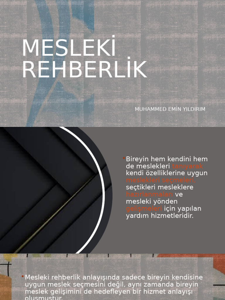 Mesleki Rehberlik Giriş | PDF