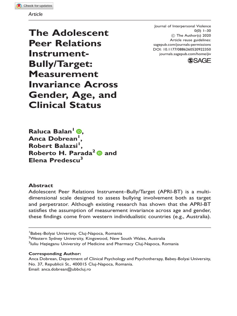 Adolescent_Peer_Relations_Instrument_Bul | PDF | Bullying | Psychology