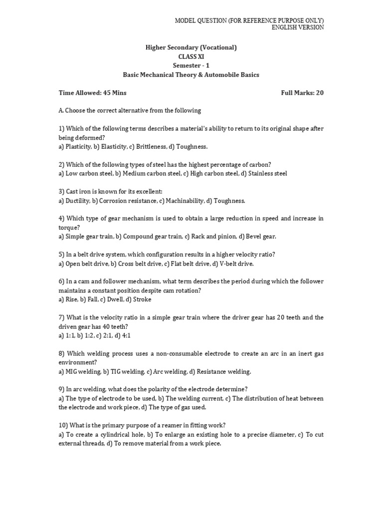 Basic.Mech.Th.&Automobile.Basics_MQ_S1 | PDF | Internal Combustion ...