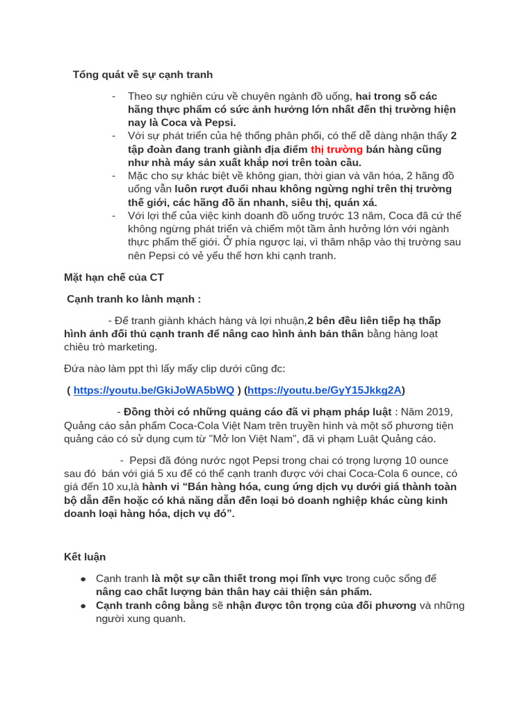 S C NH Tranh Gi A Cola-Pepsi | PDF