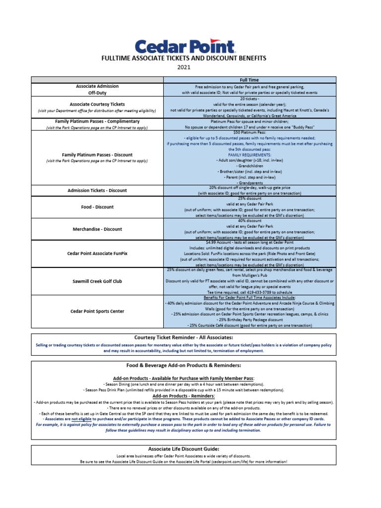 Associate Tickets and Discounts - 2021 FT | PDF