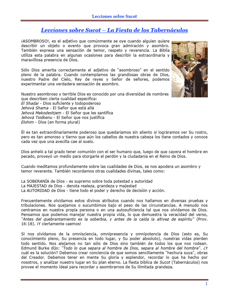 Lecciones Sobre Sucot | PDF | Sucot | Dios