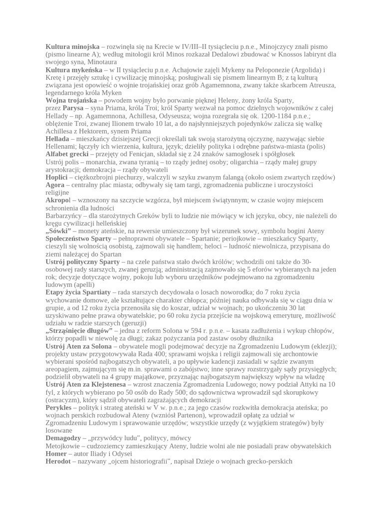 Dzieje Grecji Ważne Zwroty | PDF