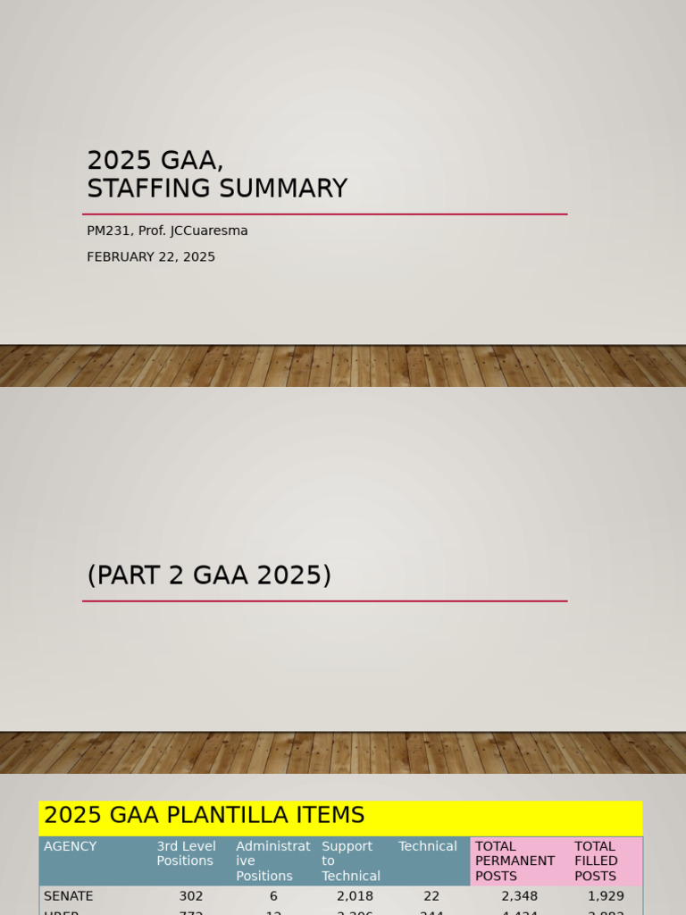 Pm231 Ppt#4 Gaa 2025 Staffing Summary | PDF