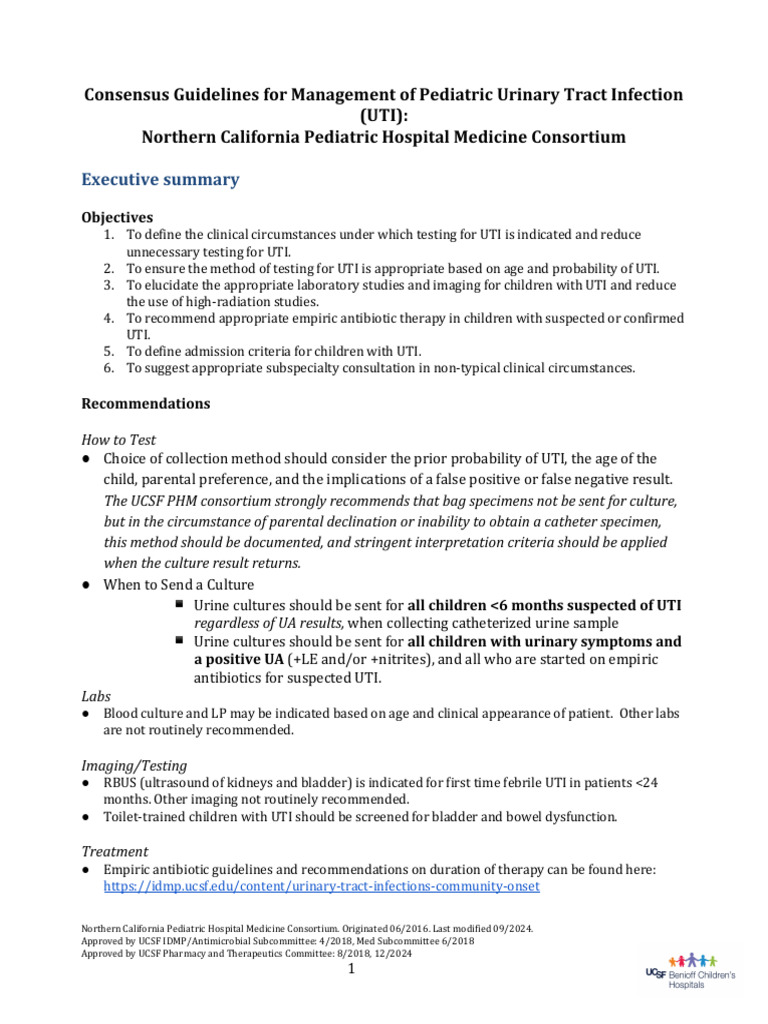 UTI Guideline Revision FINAL - 2024 | PDF | Urinary Tract Infection ...