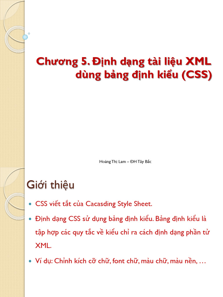 Chuong 5. Định Dạng Tài Liệu XML Dùng CSS | PDF