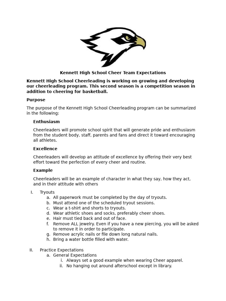 Kennett Cheer Team Rules & Expectations | PDF | Cheerleading