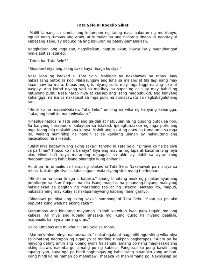 Tata Selo Ni Rogelio Sikat - PDF - Convert | PDF