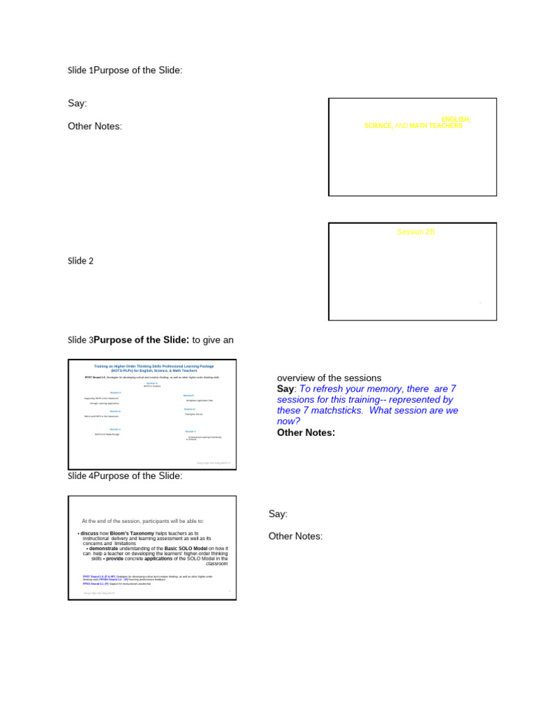 S2B - SD With Notes - SOLO and HOTS in The Classroom | PDF | Learning ...