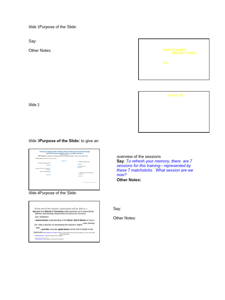 S2B - SD With Notes - SOLO and HOTS in The Classroom | PDF | Learning ...