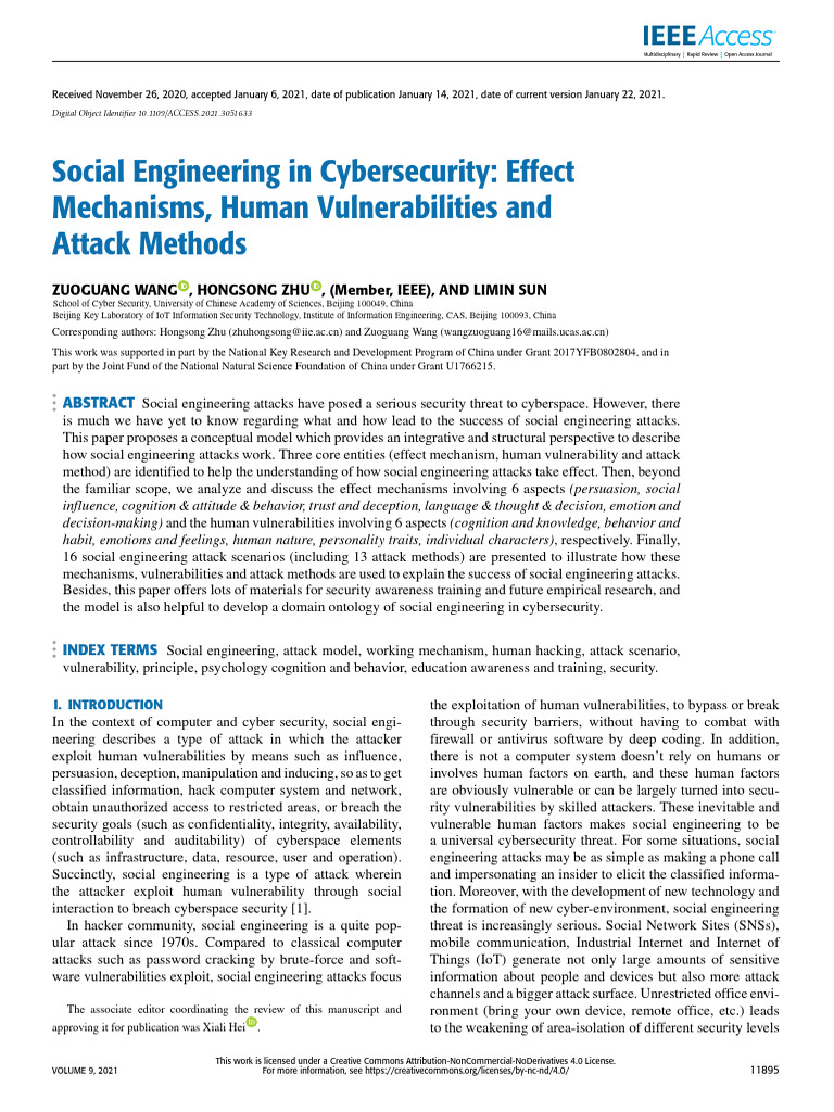Social Engineering in Cybersecurity Effect Mechanisms Human ...