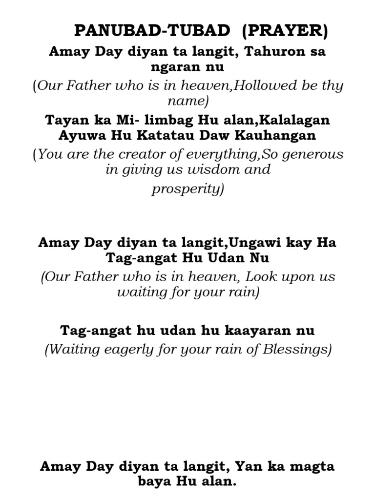 Higaonon Language Prayer and Vocabulary | PDF
