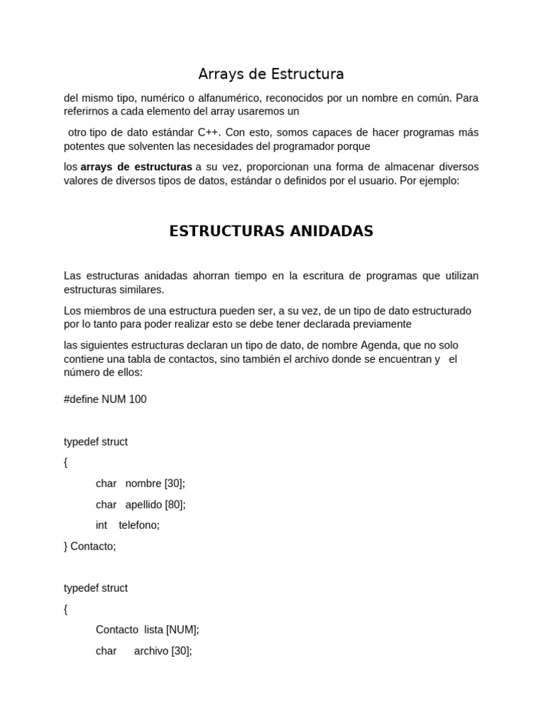 Arrays de Estructura | PDF