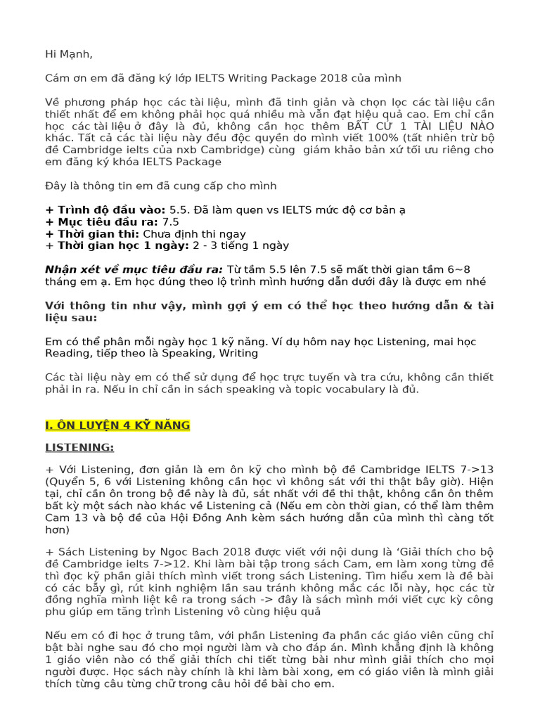 Lo Trinh Hoc Ielts Package | PDF