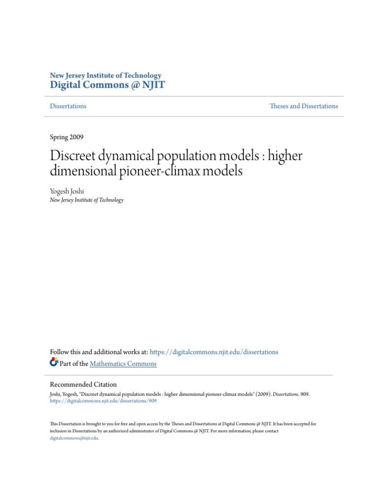 Discreet dynamical population models - higher dimensional pioneer | PDF | Chaos Theory ...