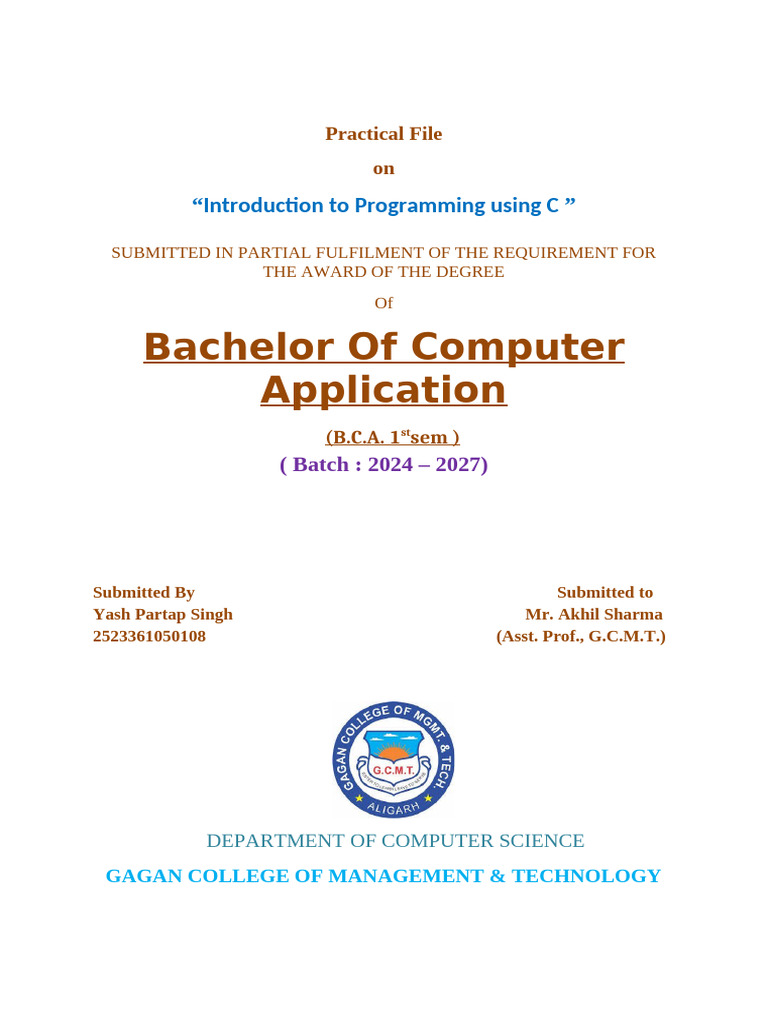 Yash Pratap C | PDF | C (Programming Language) | Data Type