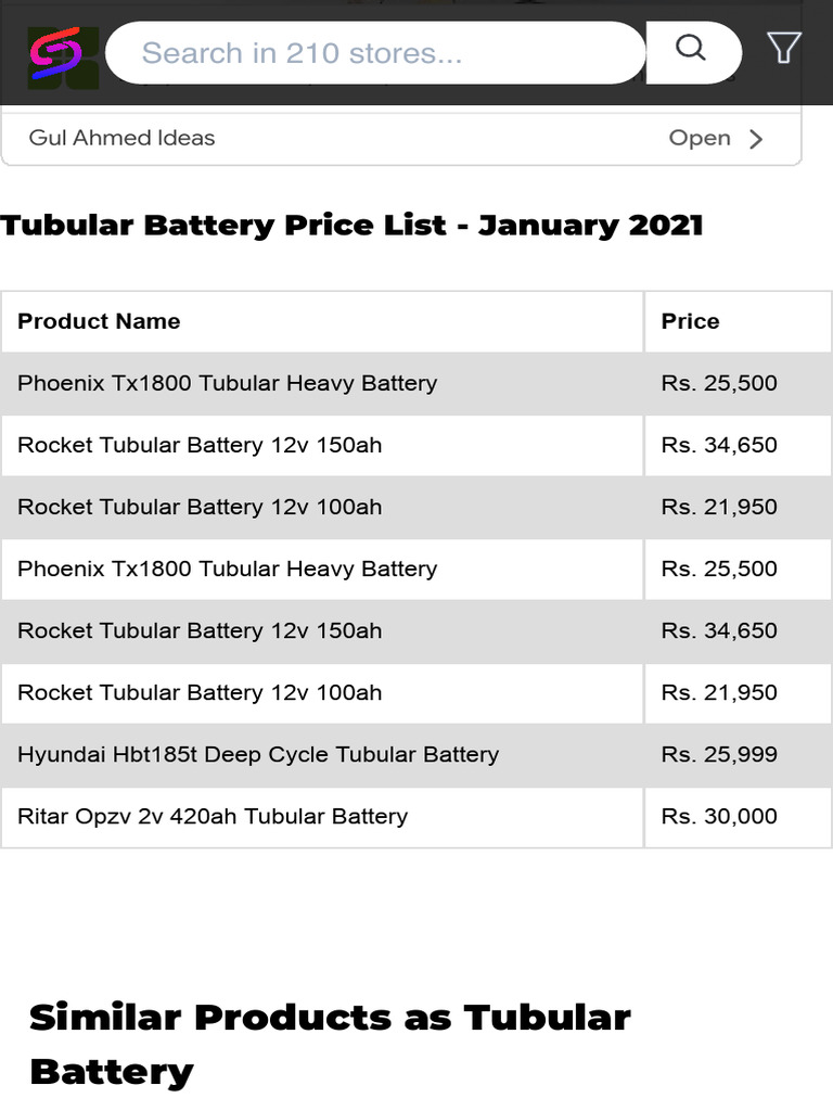 Tubular Battery Price List January 2021 | PDF