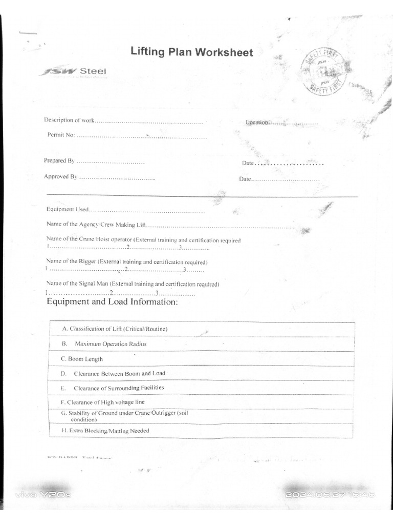 Lifting Plan | PDF