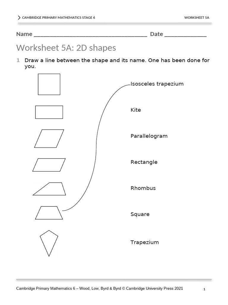Grade 6 2D Shapes Worksheet | PDF