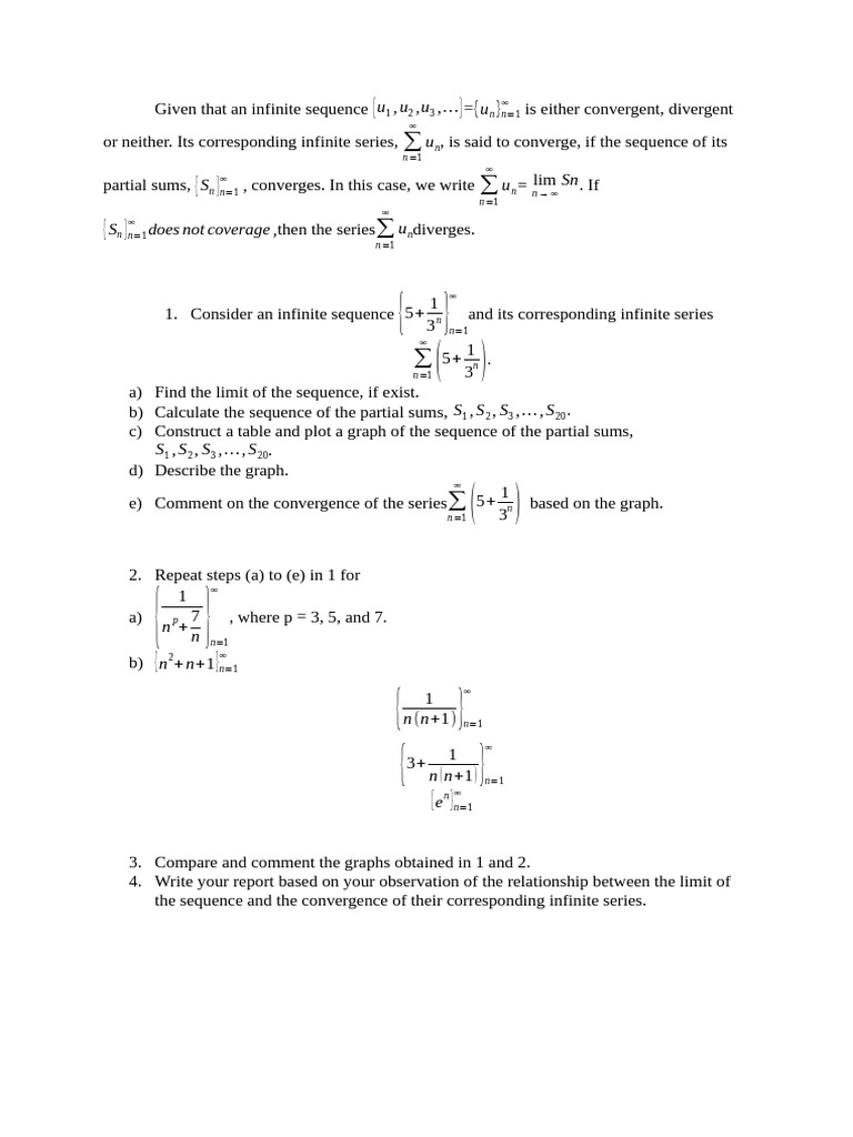Analyzing Convergence of Infinite Series | PDF | Limit (Mathematics ...