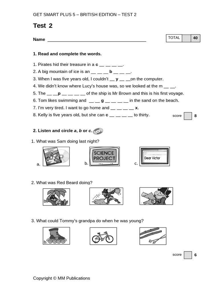 Get Smart Plus 5 British Test 2 | PDF