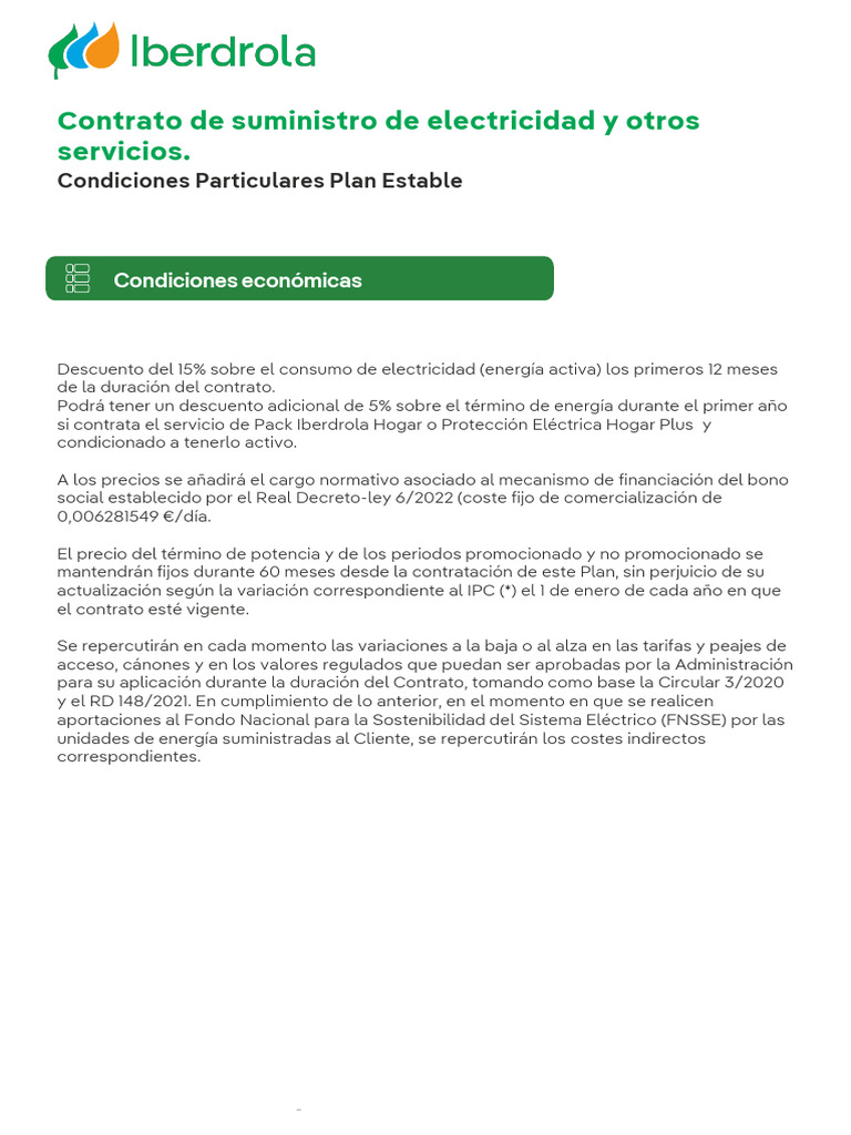 Contrato de Suministro de Electricidad Iberdrola | PDF | Factura